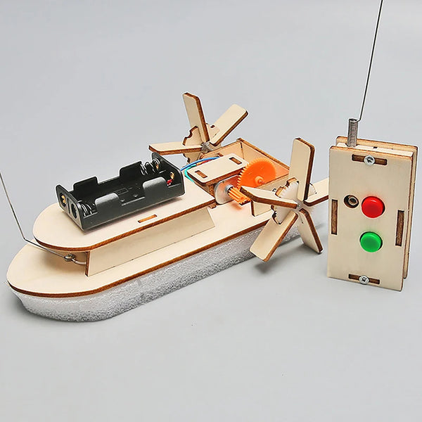 DIY Science Toys Remote Control wooden Boat - goodsshopi